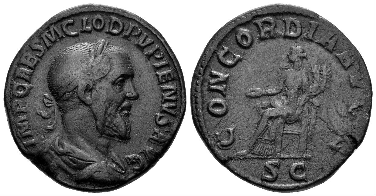 Pupienus. 238 AD. AE Sestertius (20.20 gm, 29mm). Rome mint. RIC IV 20