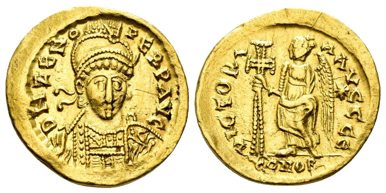 Zeno, 2nd Reign. 476-491 AD. AV Solidus (Gold, 4.44g, 19.5mm ...