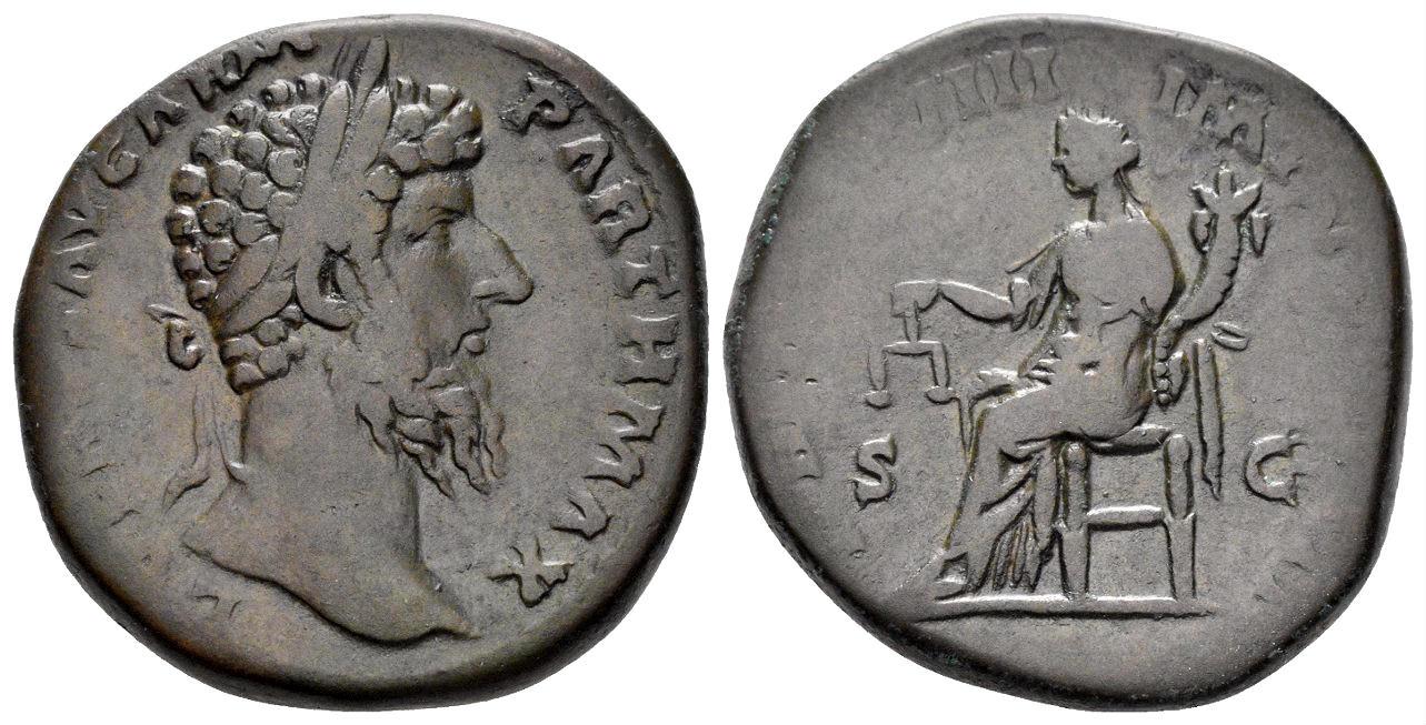 Lucius Verus. 161-169 AD. AE Sestertius (22.84g, 31mm). Rome mint ...