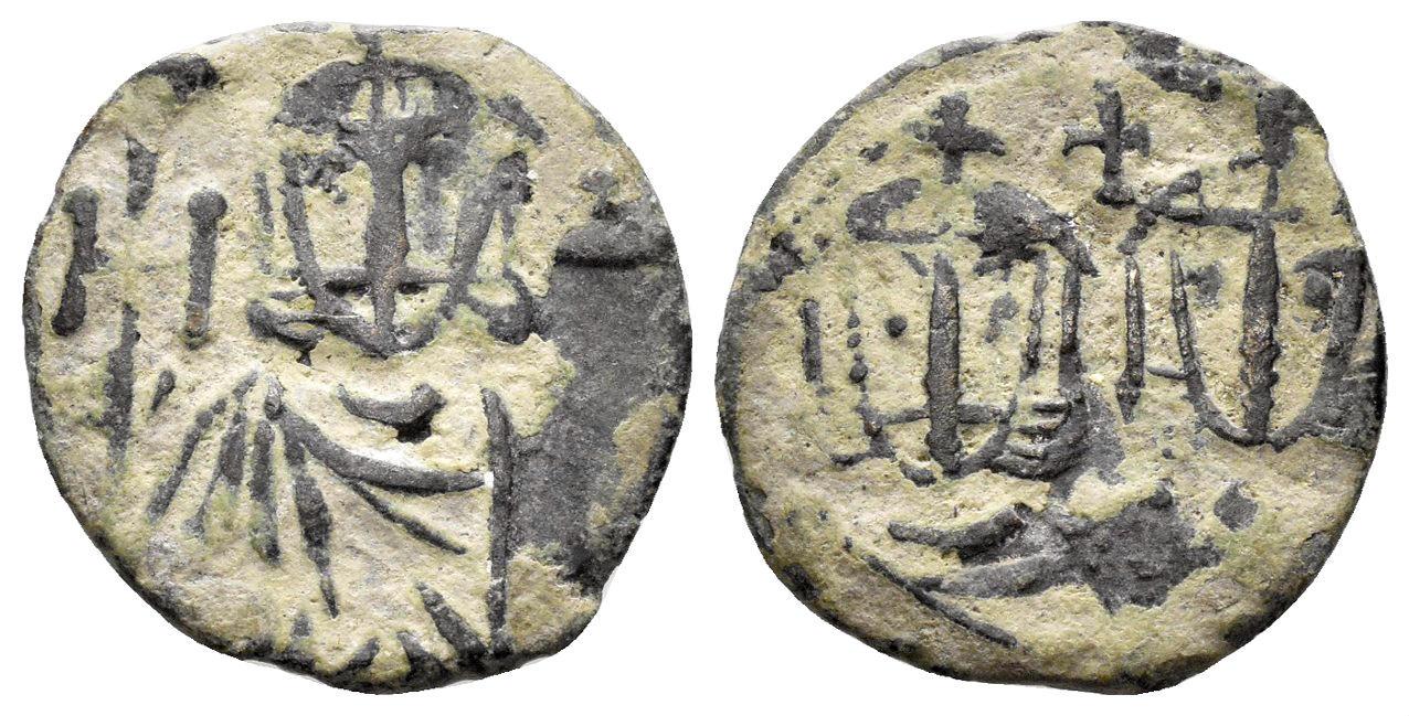 Constantine V Copronymus, with Leo IV and Leo III. 741-775. AE Follis ...