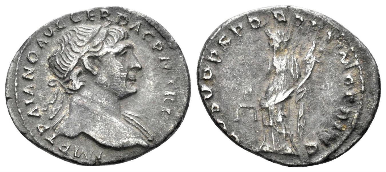 Trajan. 98-117 AD. AR Denarius (3.08 gm, 20mm). Rome mint. Struck circa ...