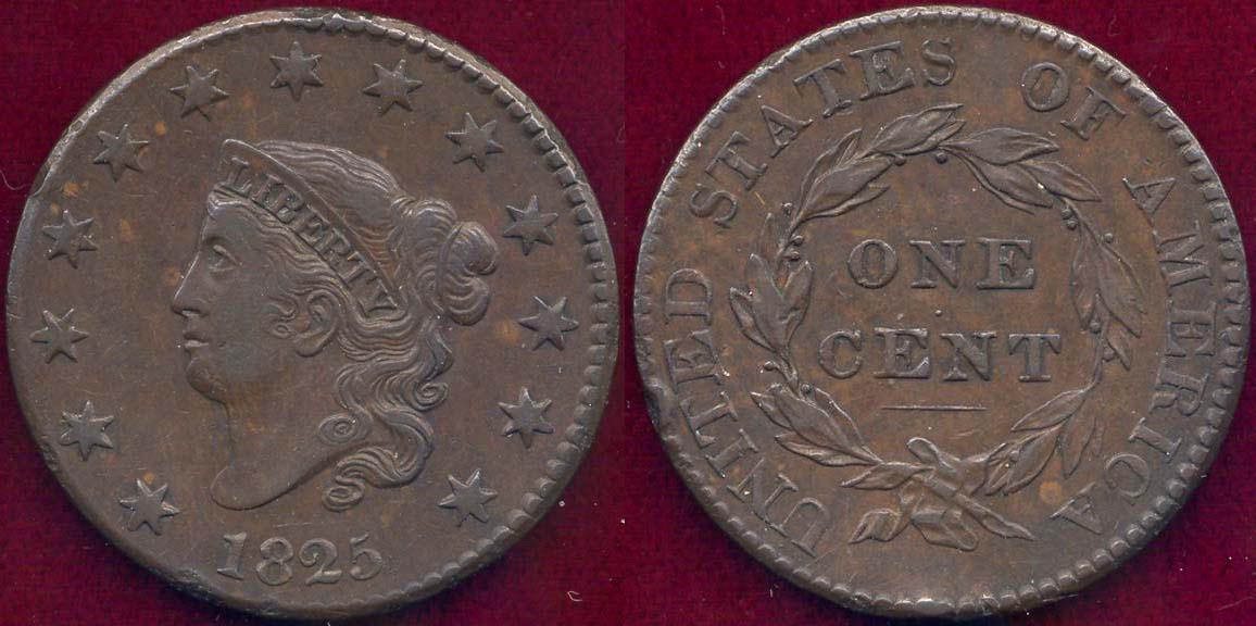 1825 LARGE CENT XF45 ... small rim bump | Large Cents