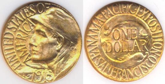 PAN PACIFIC 1915-S $1 GOLD NGC MS64 | Commemoratives