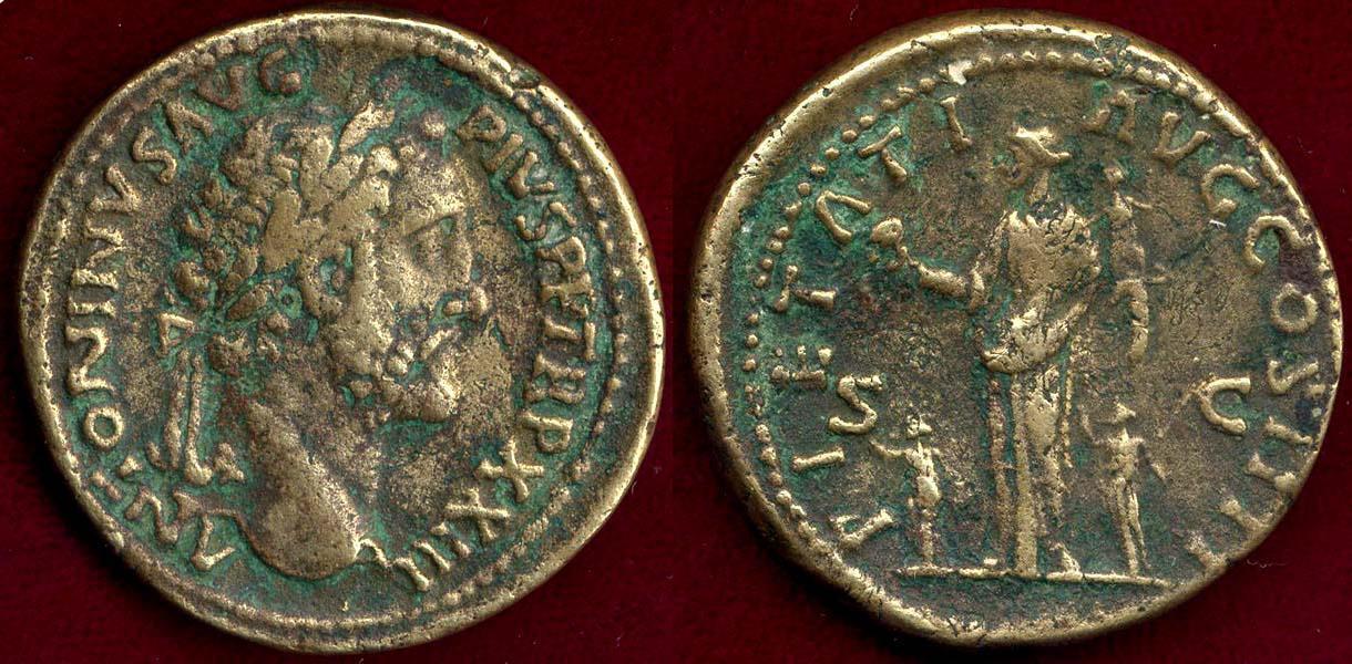 ANTONINUS PIUS 159-160 AD SESTERTIUS ... PIETAS | Roman Imperial Coins
