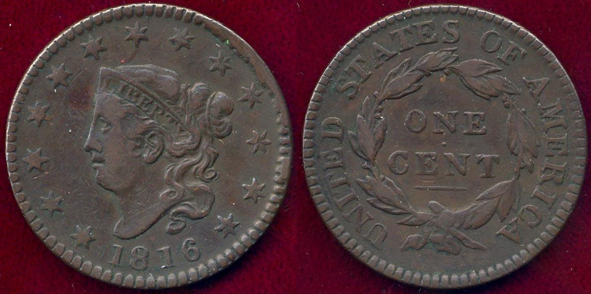 1816 LARGE CENT VF+ | Large Cents