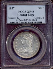 1837 Reeded Edge Bust 50c PCGS XF45 ..... very nice | 50 Cents