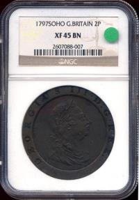 GREAT BRITAIN 1797 SOHO 2 PENCE .... NGC XF45BN | European Coins