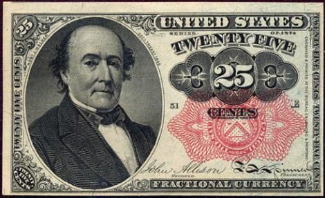 1874-1876 5th Issue 25c Long Key FR-1308 CHOICE UNC | US Paper Money