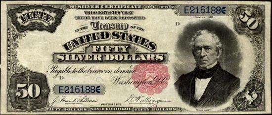 $50 1891 SILVER CERTIFICATE.... RED SEAL... FR#331 | US Paper Money