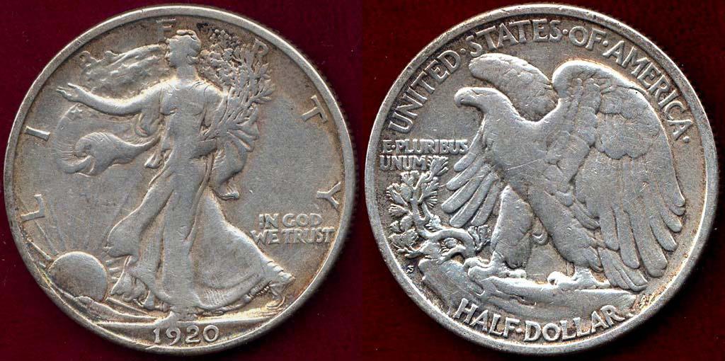 1920-S WALKING LIBERTY HALF DOLLAR VF | 50 Cents