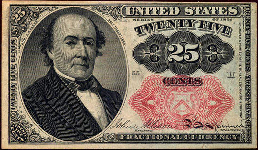 1874-1876 5th Issue 25c Short Key FR-1309 CHOICE UNC | US Paper Money