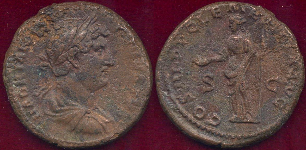HADRIAN DUPONDIUS 117-138 AD CLEMENTIA | Roman Imperial Coins