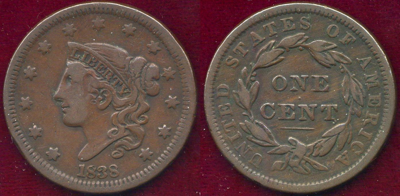 1838 LARGE CENT VF | Large Cents
