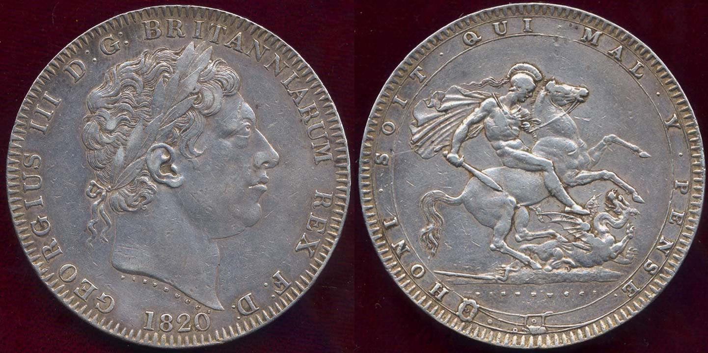 GREAT BRITAIN 1820 LX Crown XF/AU | European Coins