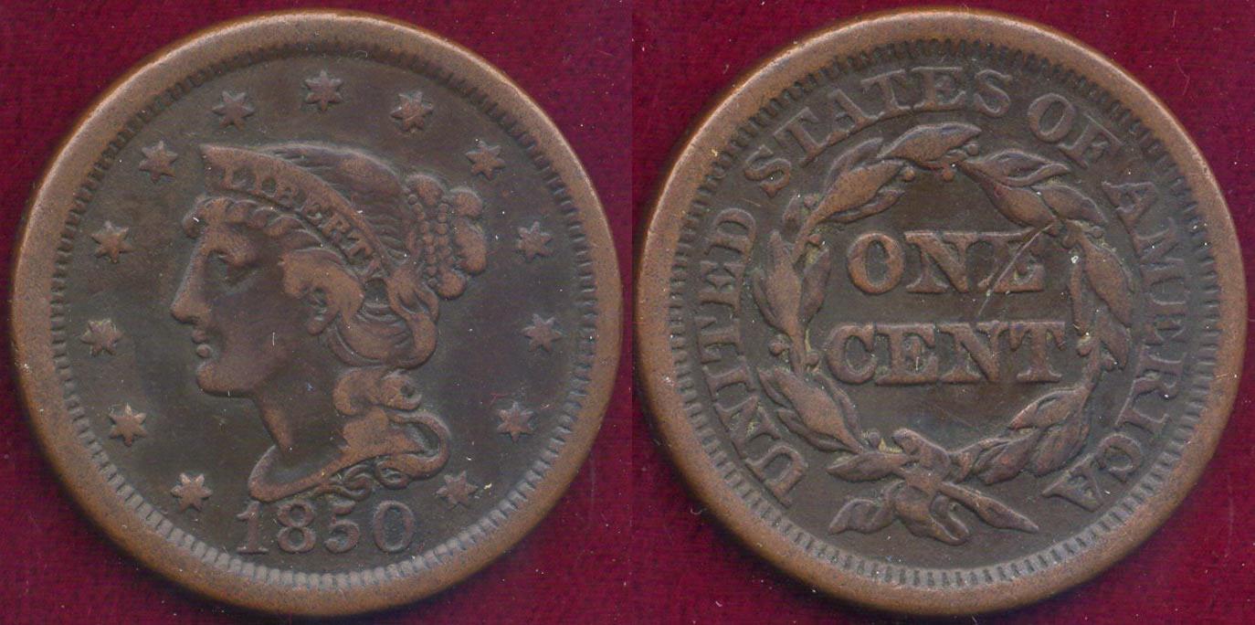 1850 LARGE CENT FINE details | Large Cents