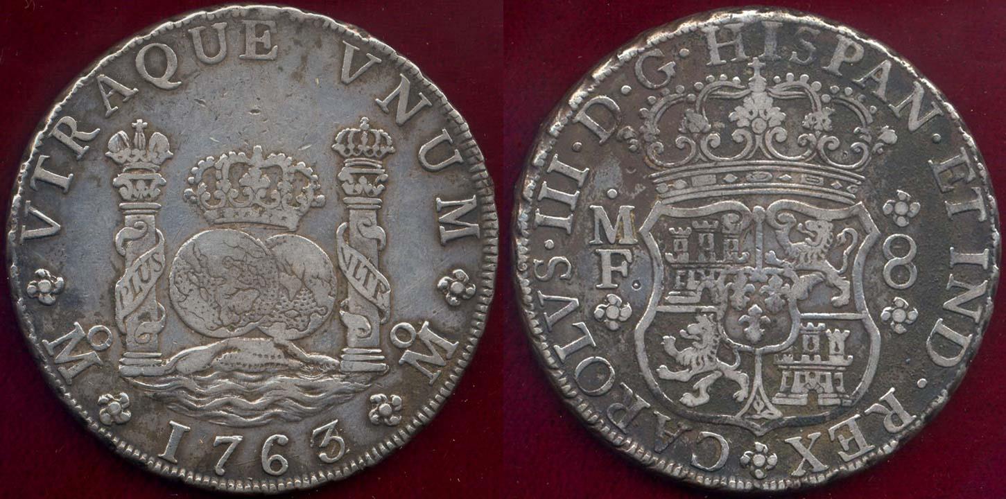 MEXICO 1763/2 Mo 8 REALES PILLAR DOLLAR XF Details | North & Central ...