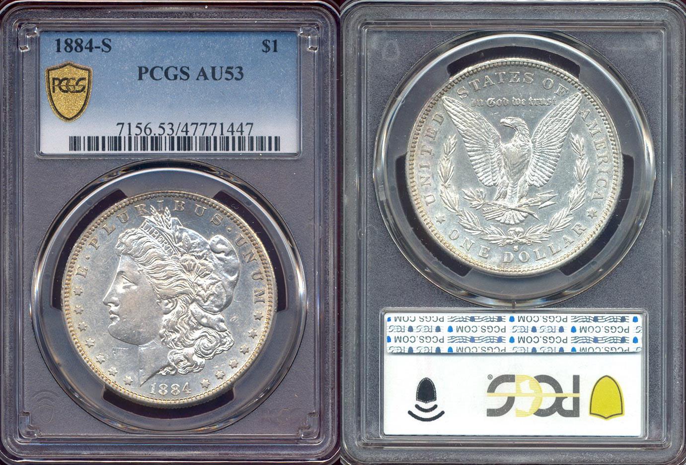 1884-S MORGAN SILVER DOLLAR PCGS AU53 | Dollars