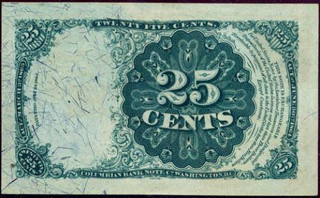 1874-1876 5th Issue 25c Long Key FR-1308 CHOICE UNC | US Paper Money