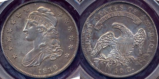 1836 Bust 50c Lettered Edge AU58 SHARP | 50 Cents