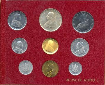 VATICAN 1959 POPE JOHN XXIII ... 9 Coin Mint Set with GOLD | European Coins