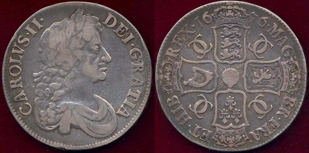GR.BRITAIN 1676 CROWN VF+ ... CHARLES II | European Coins