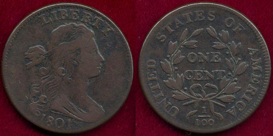 1801 1/100/000 LARGE CENT VF30 S-221 | Large Cents