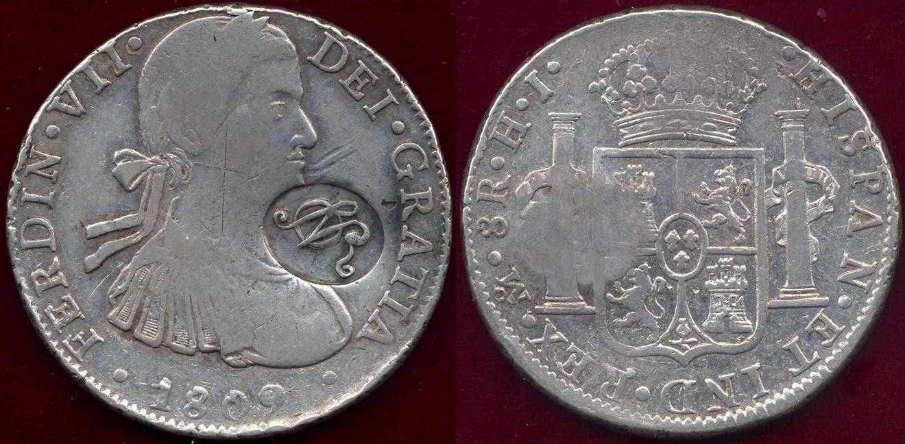 MEXICO 1809 8 REALES ... JOSE FRANCISCO OSORNO COUNTERSTAMPED