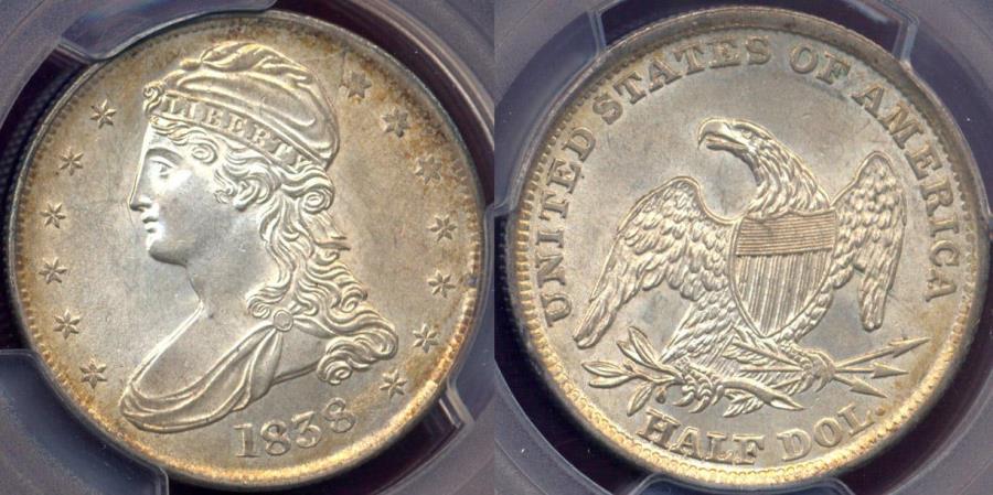 1838 REEDED EDGE 50c MS63 BEAUTIFUL | 50 Cents