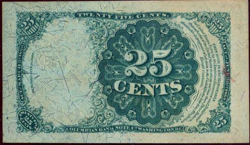 1874-1876 5th Issue 25c Short Key FR-1309 CHOICE UNC | US Paper Money