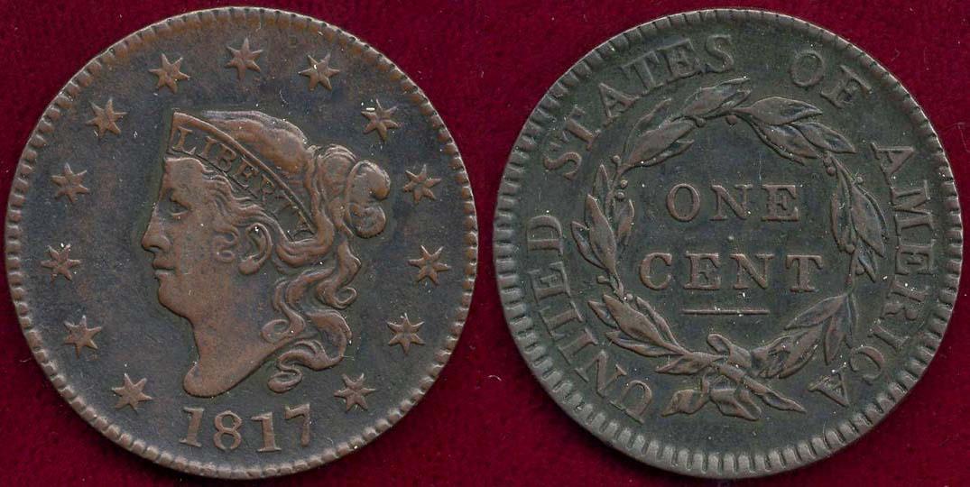 1817 13 STARS LARGE CENT XF | Large Cents