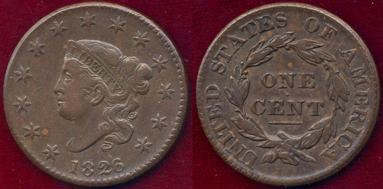 1826/25 LARGE CENT AU55 ... N#8 Early State | Large Cents