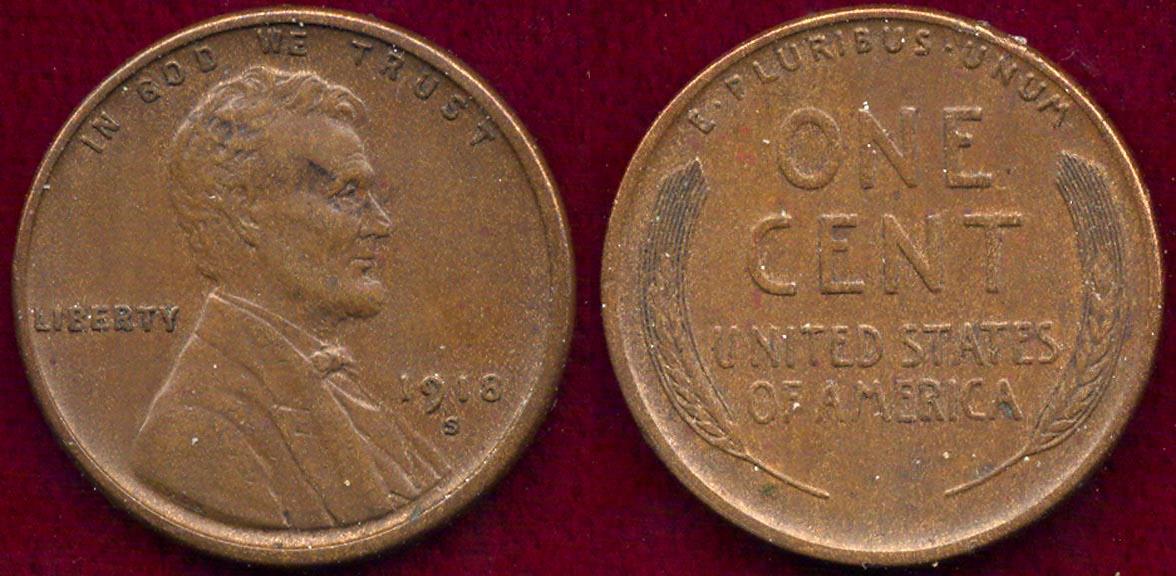 1918-S LINCOLN CENT AU55 | Small Cents