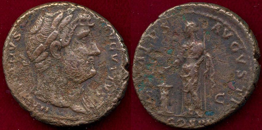 HADRIAN 117-138 AD BRONZE AS ... SALUS | Roman Imperial Coins