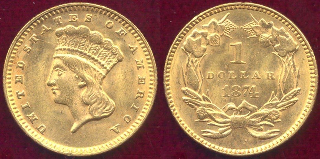 1874 GOLD DOLLAR MS62 | Gold Coins
