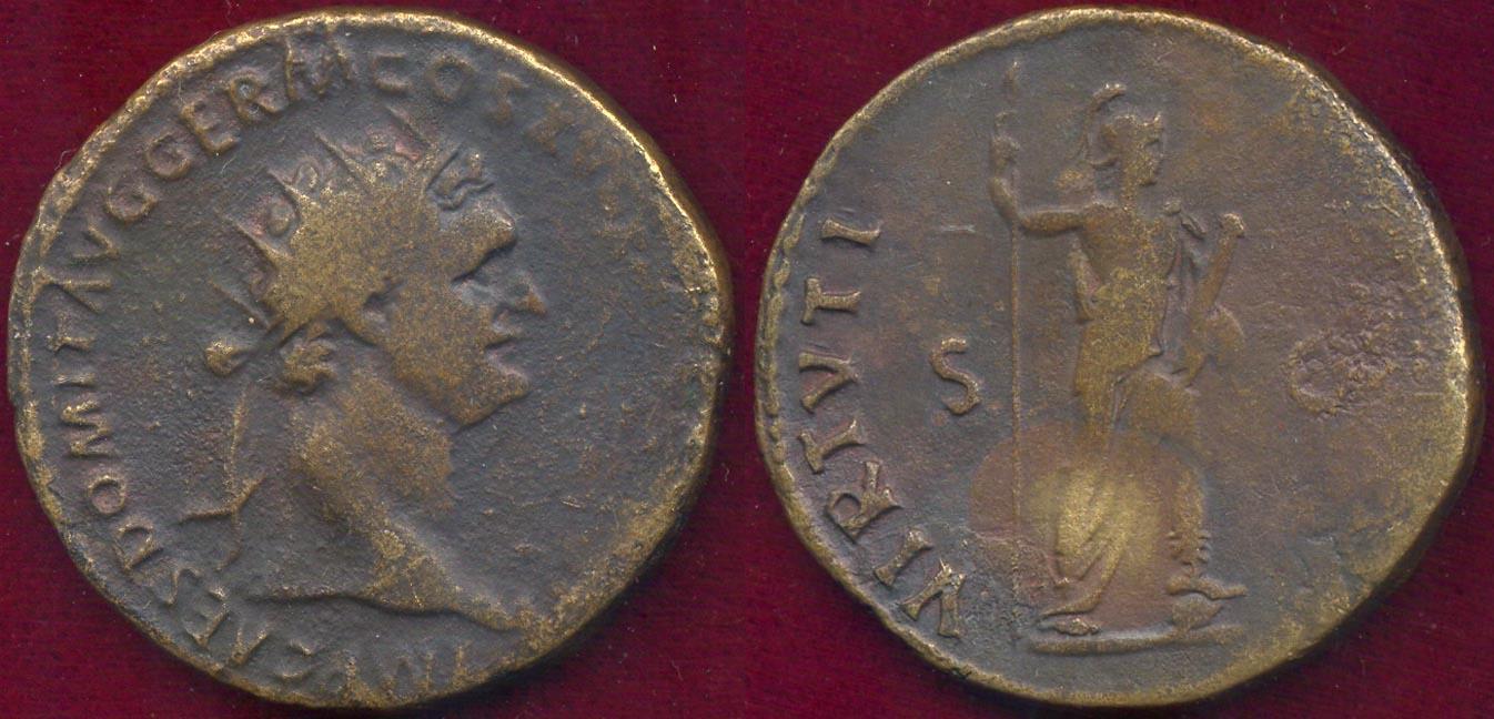 DOMITIAN 81-96 AD AE AS ... VIRTUS | Roman Imperial Coins