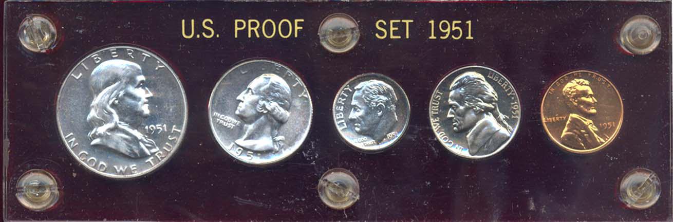 1951 US PROOF SET...... LOVELY SET in Red Capital Display holder