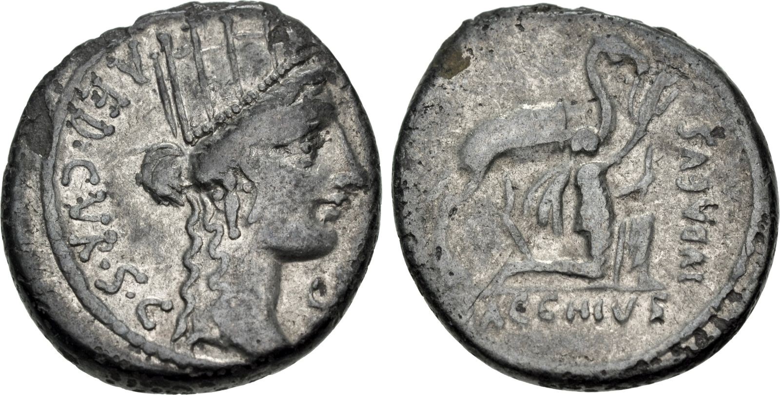 A. Plautius AR (Silver) Denarius--Nice old cabinet tone | Roman ...