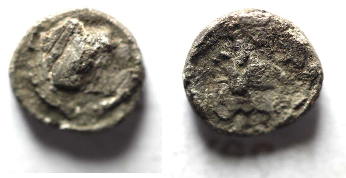 AS FOUND: PHOENICIA: Sidon. c. 346-343 BC. AR Obol | Greek Coins