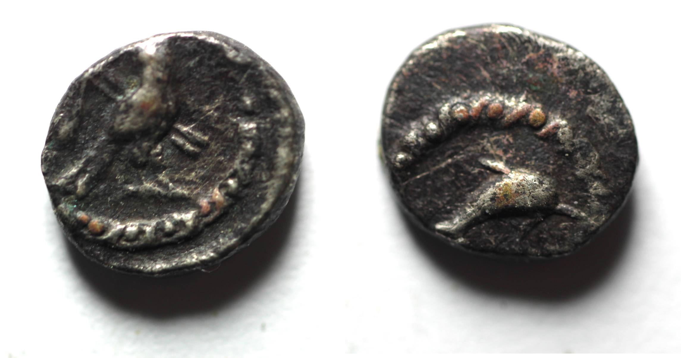 Phoenicia. Tyre. Uncertain King AR Obol. OWL / DOLPHIN. 393-310 BC