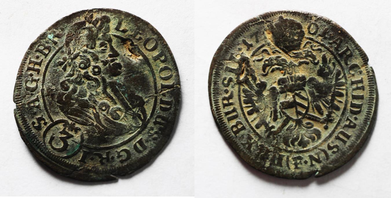AUSTRIA. Leopold I . AD 1657-1705.AR.3 Kreuzer | Medieval Coins