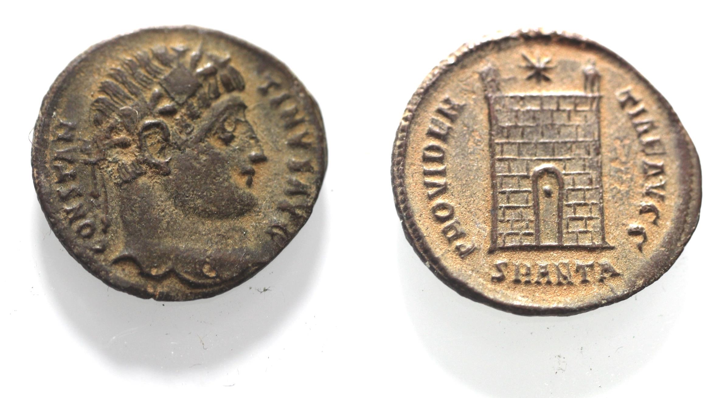 CONSTANTINE I THE GREAT AE FOLLIS. CAMP GATE | Roman Imperial Coins