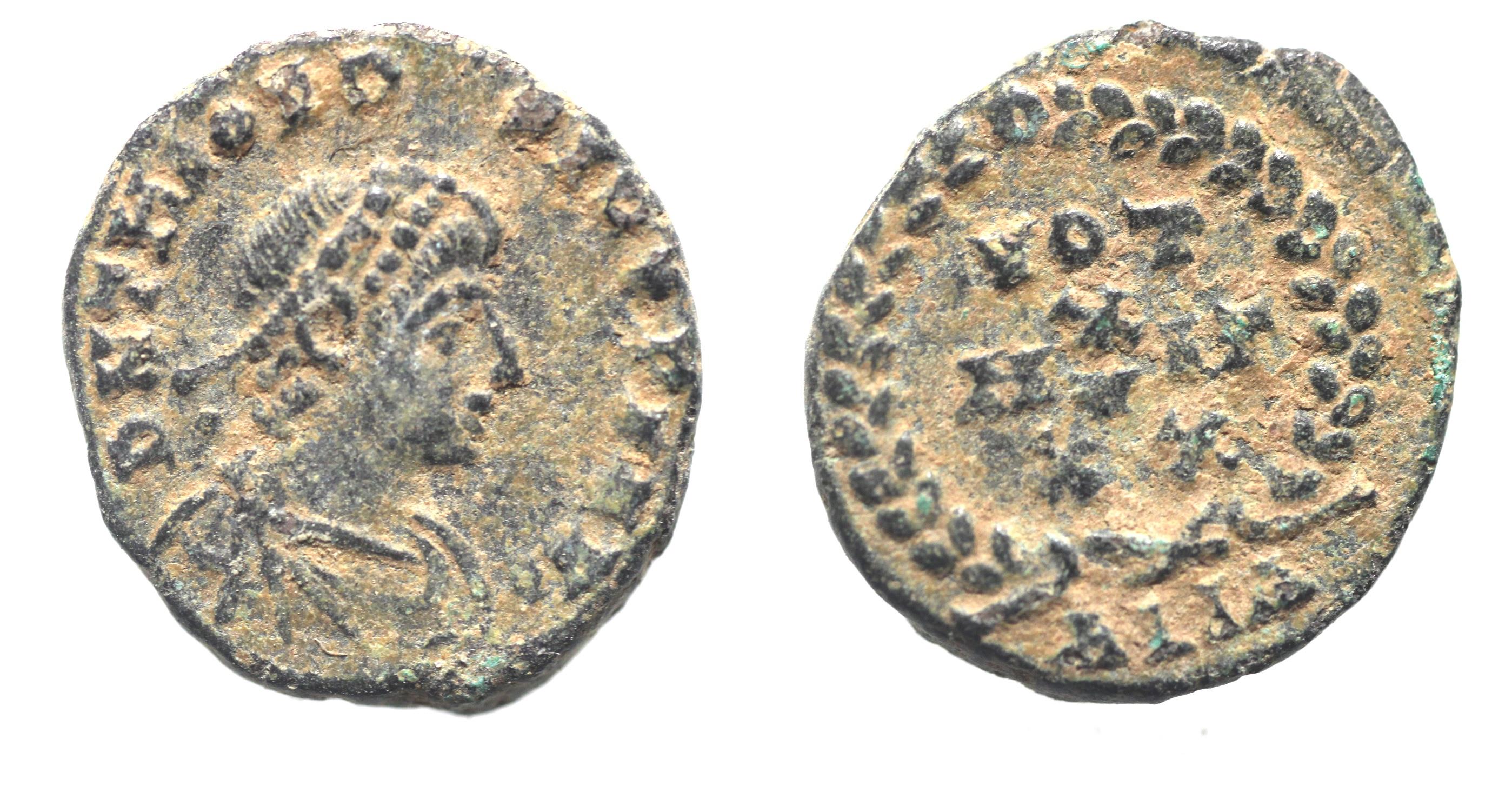 Theodosius ae 4 . as found | Roman Imperial Coins