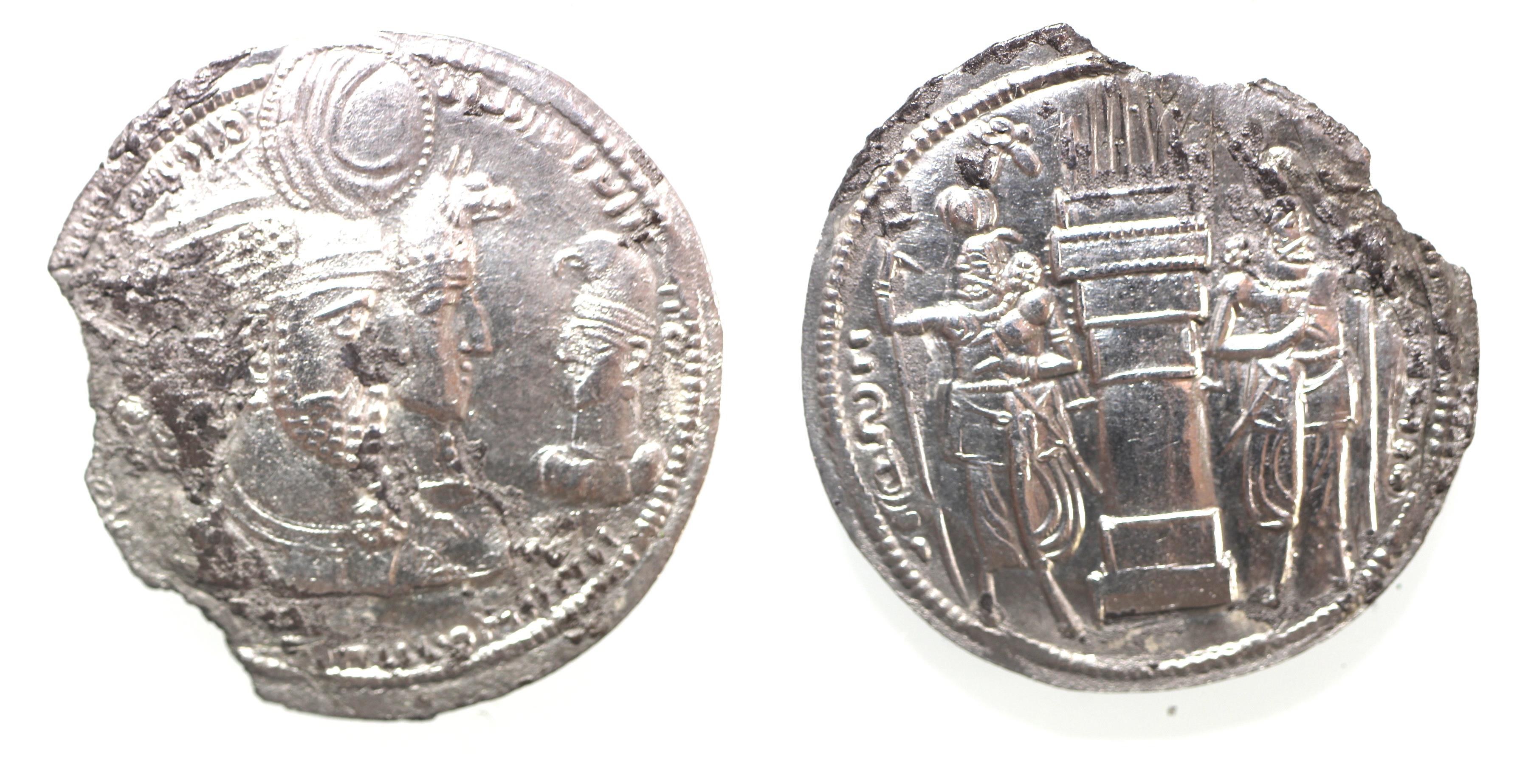 SASANIAN KINGS. Vahr?m (Bahram) II, with Queen and Prince 4. AD 276-293 ...
