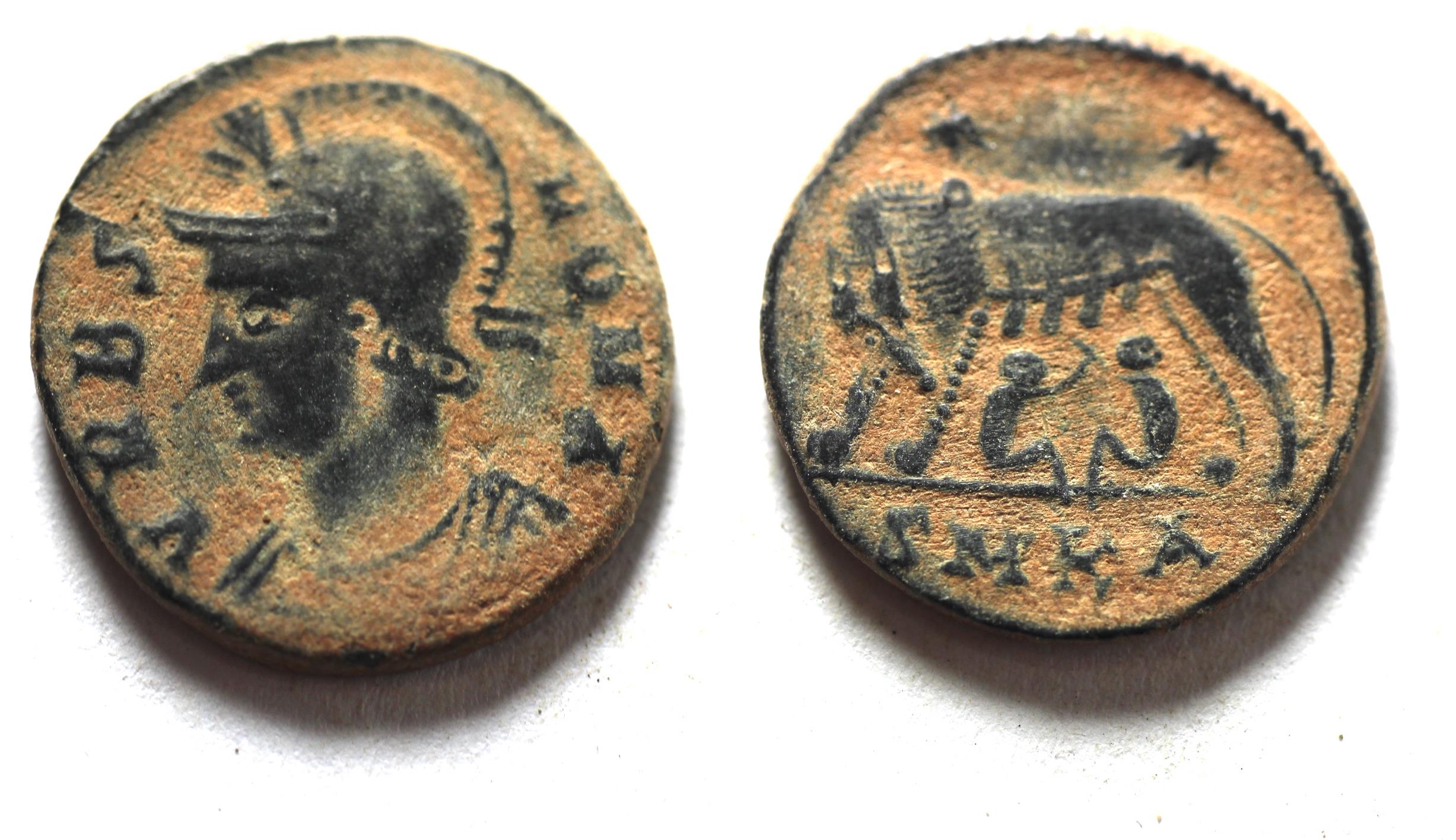 CONSTANTINE I AE 3 . COMMEMORATIVE ISSUE WITH SHE-WOLF | Roman Imperial ...