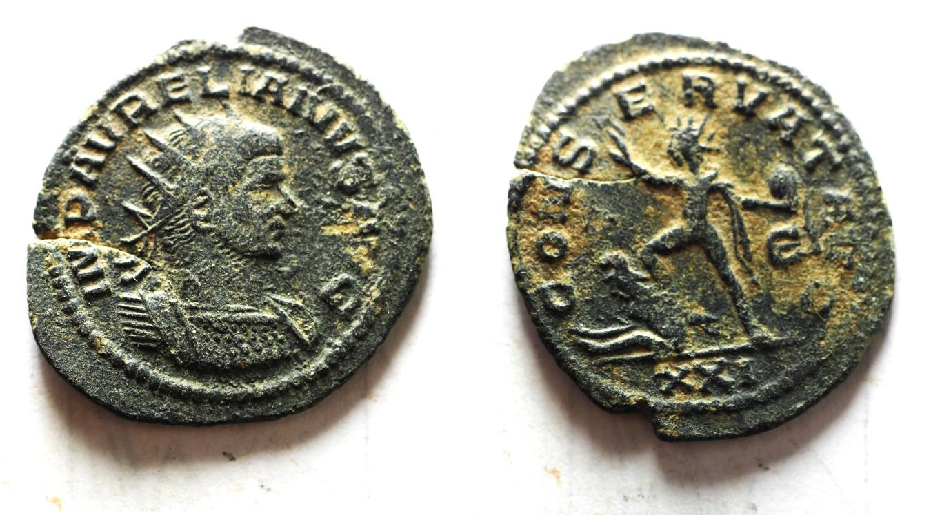 LARGE FLAN: ORIGINAL DESERT PATINA. AUERLIAN AE ANTONINIANUS | Roman ...