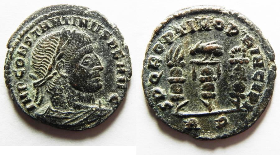 MINT STATE: Constantine I The Great SPQR OPTIMO PRINCIPI Aquila. Standards
