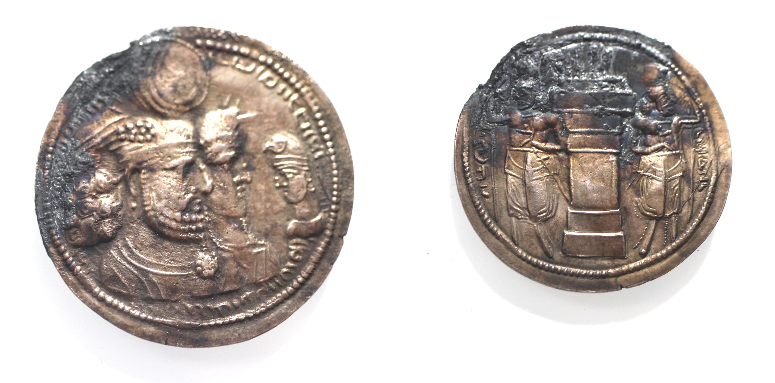 SASANIAN KINGS. Vahr?m (Bahram) II, with Queen and Prince 4. AD 276-293 ...