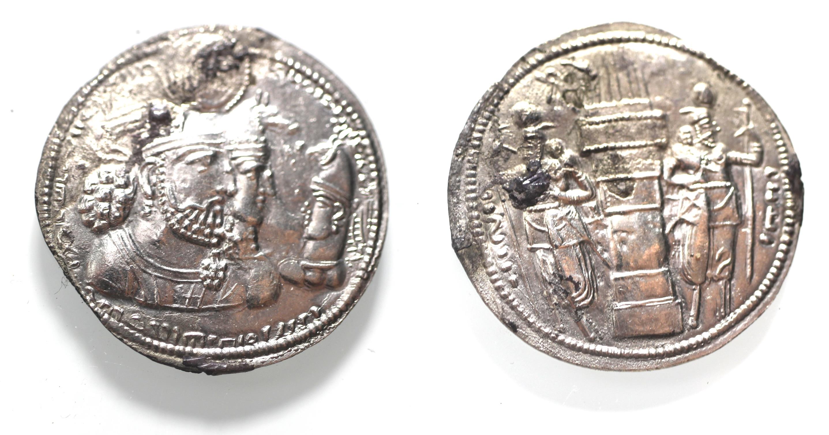 SASANIAN KINGS. Vahr?m (Bahram) II, with Queen and Prince 4. AD 276-293 ...
