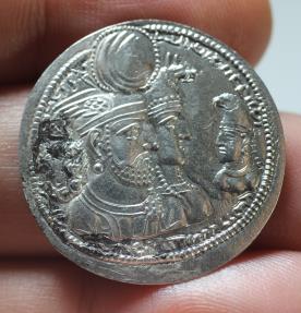 SASANIAN KINGS. Vahrām (Bahram) II, with Queen and Prince 4. AD 276-293 ...