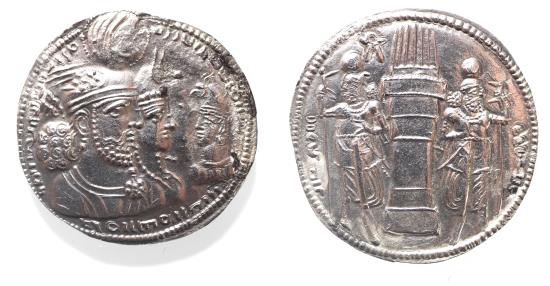 SASANIAN KINGS. Vahrām (Bahram) II, with Queen and Prince 4. AD 276-293 ...
